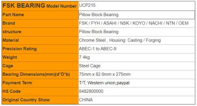 China Plumer Block Bearing Stainless Steel Pillow Block Bearings Ucp215 For Automated Machinery for sale