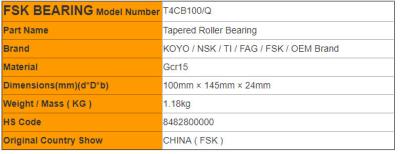 Cina Imperiale/ha misurato i cuscinetti a rulli in pollici affusolati T4CB120/Q di T4CB100/Q non standard in vendita