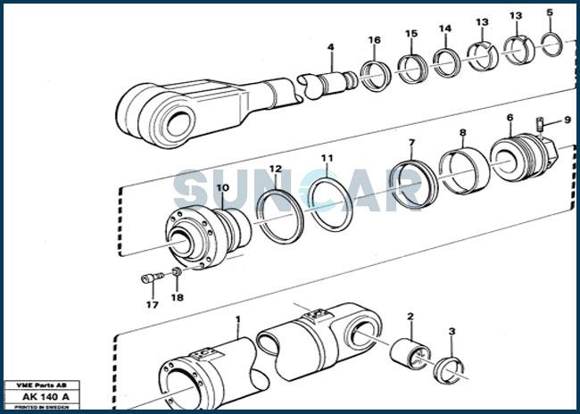 VOE 11990396 VOE11990396 que levanta el sello Kit For L180/L180C SUNCARSUNCARSUNCARSUNCARVOLVO 0 de Cyllinder