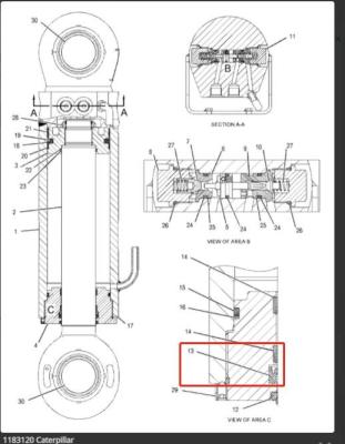 Cina CA1183120 118-3120 1183120 Ring Seal For C-A-T Blade Cylinder M312 M315 M320 in vendita