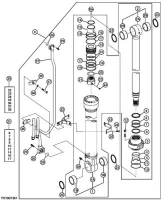 Cina DEERE-4639936 Kit di sigillo del cilindro a boom per DEERE Excavator Boom Cylinder 75D 85D in vendita
