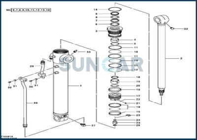 Cina 4415584 corredi di riparazione della guarnizione del cilindro del braccio di JOHN DEERE misura l'escavatore 80 80C in vendita