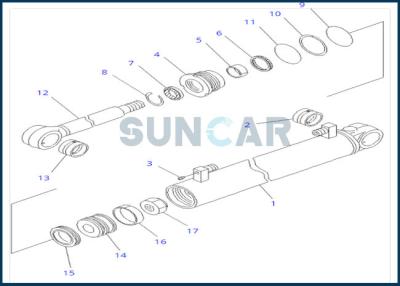 Cina 707-99-24120 7079924120 misure WA350-3 KOMATSU del corredo di servizio del cilindro di guida in vendita
