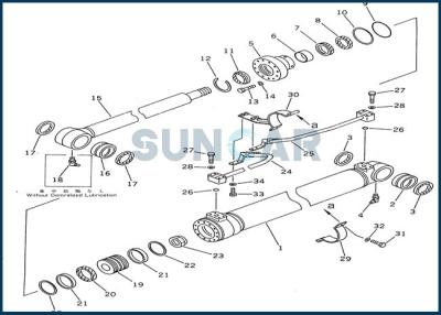 Cina 707-98-36200 il corredo di servizio del cilindro di 7079836200 aste misura KOMATSU PC100-5 PC100L-5 in vendita