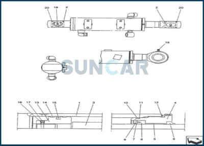China EXEMPLO CX25 de Kit For do reparo do selo do cilindro de lâmina da escavadora PV01V00038R300 à venda
