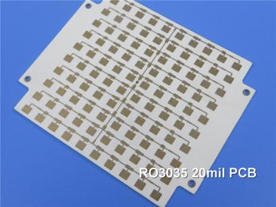 China PCB RF RO3035 de doble cara construido en laminados de 20 mil con máscara de soldadura azul en venta