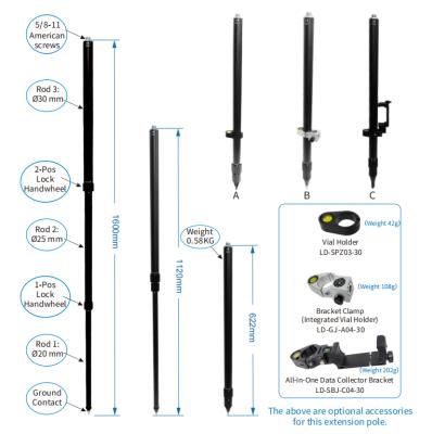 China Compact Size Telescopic Centering Rod Survey Pole With Locking Mechanism 30mm Dia for sale