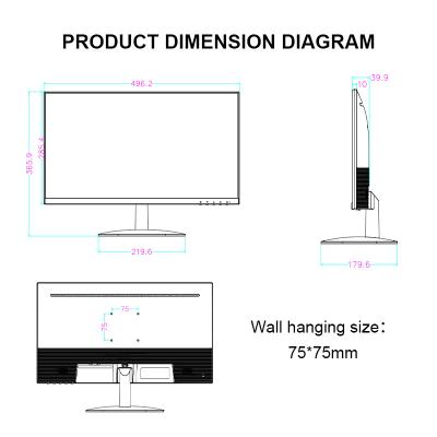 Cina 22 pollici LED Office Monitor Bezel Free 1K FHD Risoluzione VA Panel PC Monitor in vendita