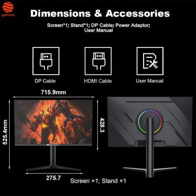 China OEM 32 Inch QHD Monitor With Adjustable Bracket Dynamic RGB Lighting Gaming Monitor for sale