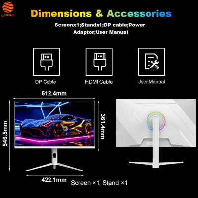 China QHD Resolution 27 Inch Computer Monitor RGB Lighting White Color Gaming Monitor for sale