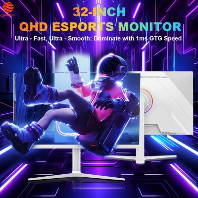 China 32 Inch QHD Gaming Monitor Adjustable Height Eye Care IPS Panel Ultrawide Monitor for sale