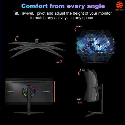 Cina 34 pollici Ultrawide Monitor Curved Gaming Monitor Supporta Split Screen Illuminazione RGB in vendita