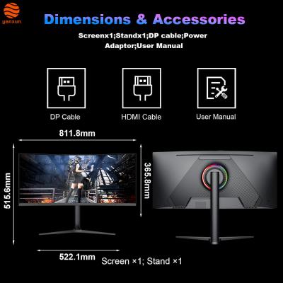 Cina Monitor da gioco OEM con schermo diviso da 34 pollici, regolabile in altezza, curvatura 1500R, ultrawide in vendita