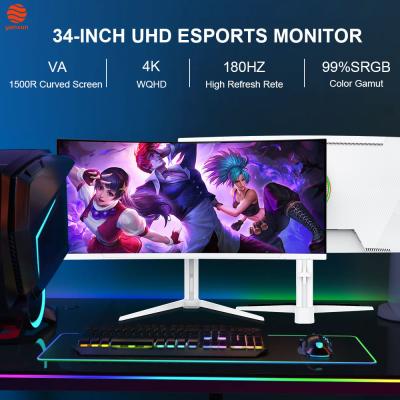 China LED RGB Lighting Gaming Monitor 34 Inch Ultrawide Curved Monitor 180HZ High Refresh Rate for sale