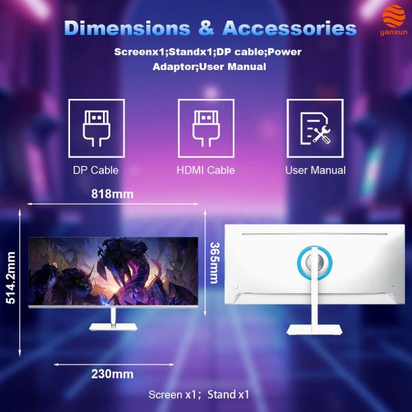 Quality 34 Inch Flat Gaming Monitor UHD PC Computer Monitor 3440x1440 Resolution OEM for sale