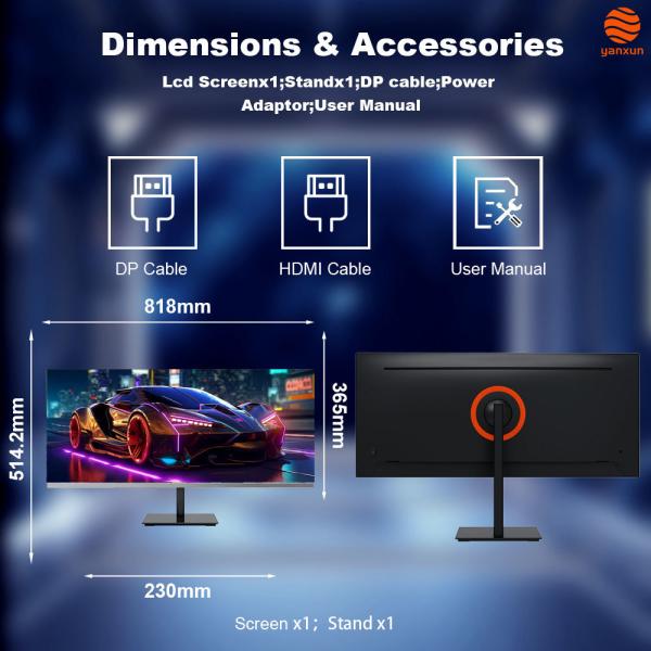 Quality Immersive Widesreen Flat 34 Inch Gaming Monitor UWQHD 3440x1440 Multiple for sale