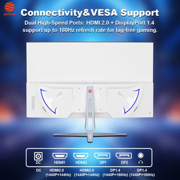 Quality 3000R QHD Resolution 32 Inch Gaming Monitor 180Hz Refresh Rate Custom Brand for sale