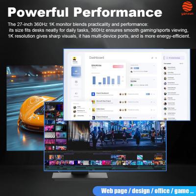 China 27-Inch Gaming Monitor: UHD Resolution, 2560x1440 2K IPS Panel, 360Hz High Refresh Rate (No Motion Blur for Fast Games) & Stable Fixed Bracket – Great for Competitive Gaming, Streaming & Daily Visual for sale