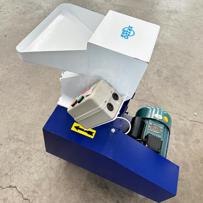 Close-up view of plastic crusher machine blades