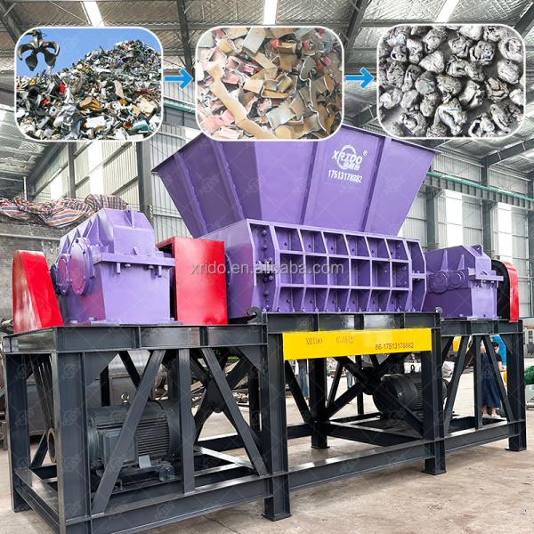 Quality High Efficiency Waste Shredder Machine Automatic Plastic Twin Shaft Shredder for sale