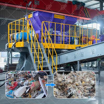 China Xrido 75KW Double Shaft Waste Shredder Machine for Plastic Fabric Clothes for sale