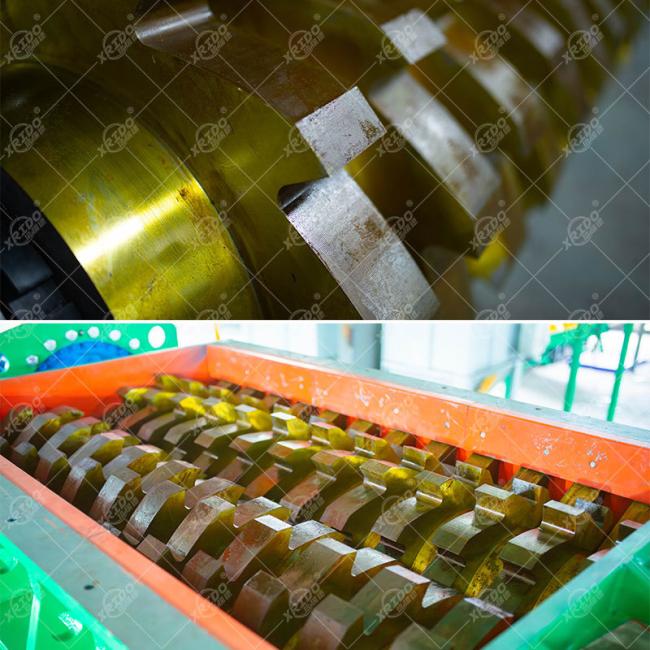 Close-up of shredder blade specifications