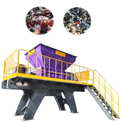 China Double Shaft Textile Shredder with 1-10 Cm Output 300-22000 Kg/hour Capacity and 55 Kw Power for Fabric Recycling for sale