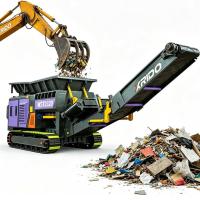 China Crawler Mobile Double Shaft Shredder Machine 200-2200mm Input High Efficiency Shredding for sale