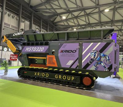 China 55 kW Power Double Shaft Design Multifunctional Tracked Mobile Shredder for Textile and Waste for sale