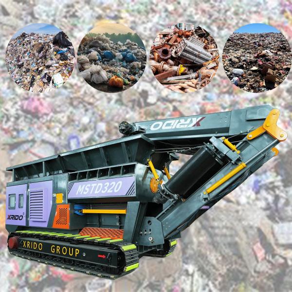 Quality Tracked Mobile Waste Shredder with 360° Steering 55 Kw Power and Double Shaft Design for sale