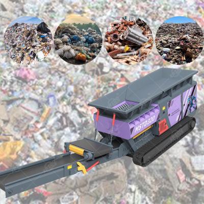 China 55 kw Power Double Shaft Design 360° Steering Tracked Mobile Shredder for Mixed Municipal Solid Waste for sale