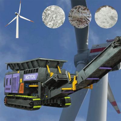 China 55 kw Power Double Shaft Design Multifunctional Mobile Shredder for Wind Turbine Blade and Composite Material Shredding for sale