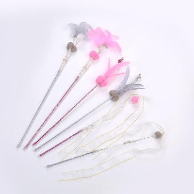 China Wechselwirkende Feder-Cat Pet Toys Wand Plastic-Fee Cat Teaser Stick zu verkaufen