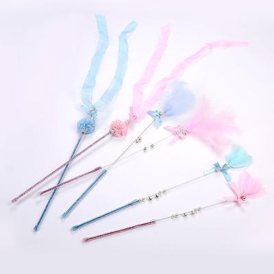 China Wechselwirkende Feder-Cat Pet Toys Wand Plastic-Fee Cat Teaser Stick zu verkaufen