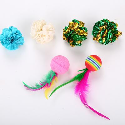China 20 Pcs Cat Toys Kitten Toys Assorted Cat Tunnel Feather Teaser Wand Fish Fluffy Mouse Mice Balls and Bells Toys for Cat for sale