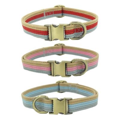 中国 刻まれた青銅色の合金のバックル ロープ犬の鎖3組の色のウェビングのつばおよび鎖セット 販売のため