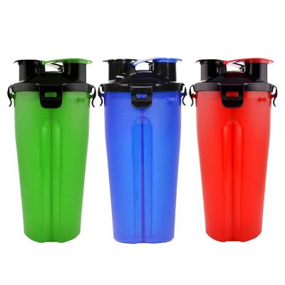 China Openlucht 2 in 1 Fles van het Hondwater met de Dubbele Chambered Container van het Opslagvoedsel Te koop