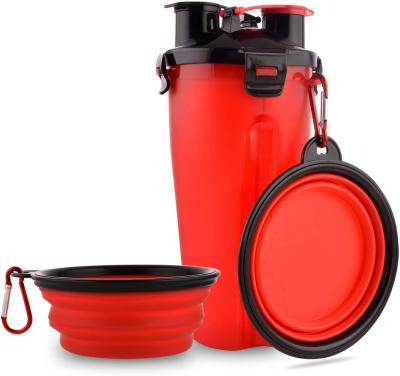 China 2 in 1 350ml-van het het Watervoedsel van de Huisdierenhond Flessen Opvouwbare Kommen met Carabiner Te koop