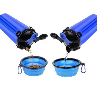 China Draagbare Reis 2 in 1 Fles 12oz van het Hondwater voor Huisdieren Openluchtvoedsel & Water Te koop
