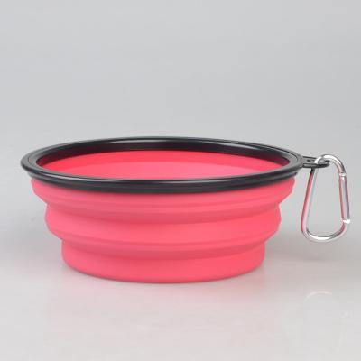 China pratos dobráveis portáteis dos alimentos para animais de estimação da bacia do cão 16oz com o Carabiner para a bacia de passeio de viagem do cão de estimação à venda