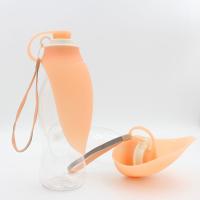China Foldable Leaf Shape 580ML Silicone Dog Water Bottle Leak Proof for sale