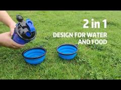 Portable 2 In 1 Dog Water Bottle With Silicone Folding Bowl Puppy Travel Water Bottle