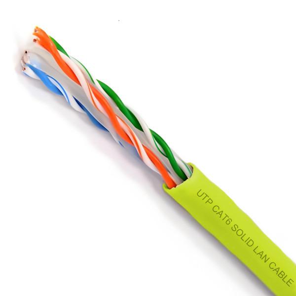 Quality CAT6 1000FT Unshielded Ethernet Cable 23AWG 4P Solid Yellow PVC for sale