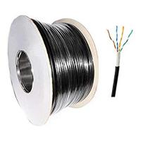 Quality Outdoor UTP CAT5E Cable 24AWG Solid PE+PVC 500FT Black Outdoor Waterproof Cable for sale