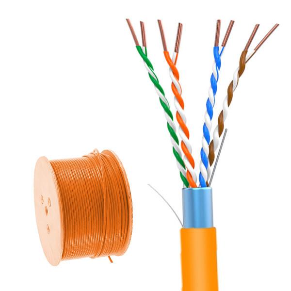 Quality 0.55mm Bare Capper Cat5e FTP 24AWG Orange PVC Cable Pass Fluke for sale