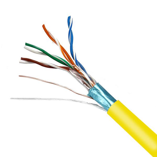 Quality 100MHz 24AWG FTP CAT5E Cable Yellow PVC Jacket Copper Indoor Cable 1000ft for sale