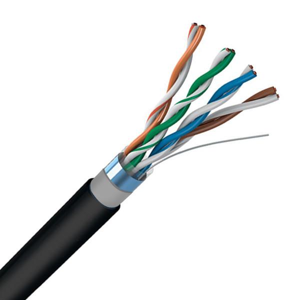 Quality 0.50mm Solid Copper FTP CAT 5E Outdoor PE+PVC Black Waterproof Network Cable for sale