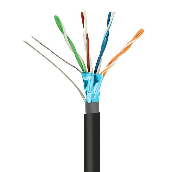 Quality 24 AWG 100MHz CAT5E FTP CAT5E Cable Outdoor PE 0.47mm Solid Copper Pass Fluke 1000Ft for sale