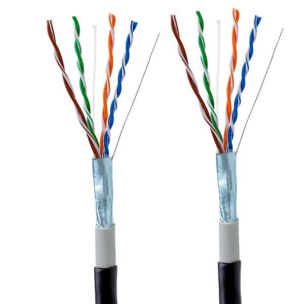 Quality 24 AWG 100MHz CAT5E FTP CAT5E Cable Outdoor PE 0.47mm Solid Copper Pass Fluke for sale