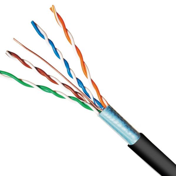 Quality Outdoor FTP CAT5E Cable PE Jacket Cable 0.45mm Solid Copper With Black 1000FT for sale